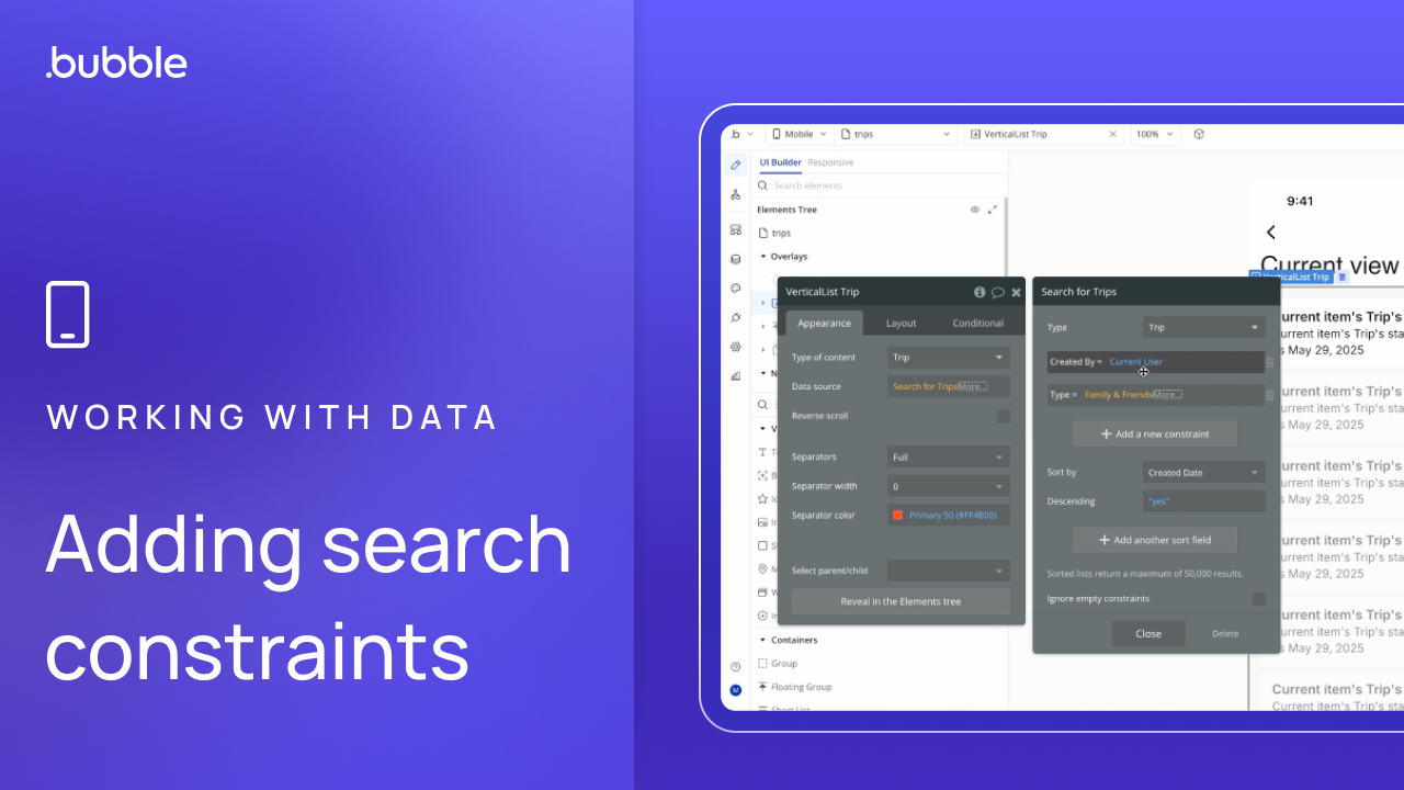 Search constraints (Lesson 3.7) | Bubble